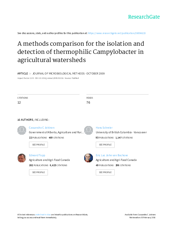 (PDF) A methods comparison for the isolation and detection of ...