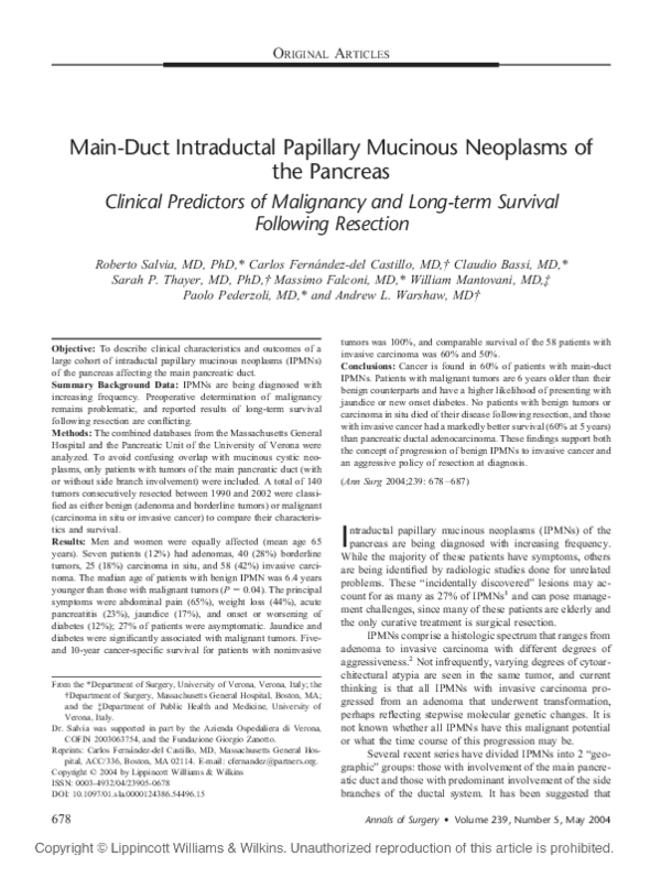 (PDF) Prevalence and progression of intraductal papillary mucinous ...