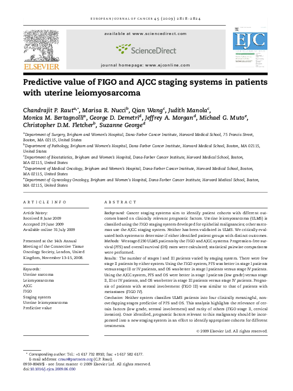 (PDF) Predictive value of FIGO and AJCC staging systems in patients ...