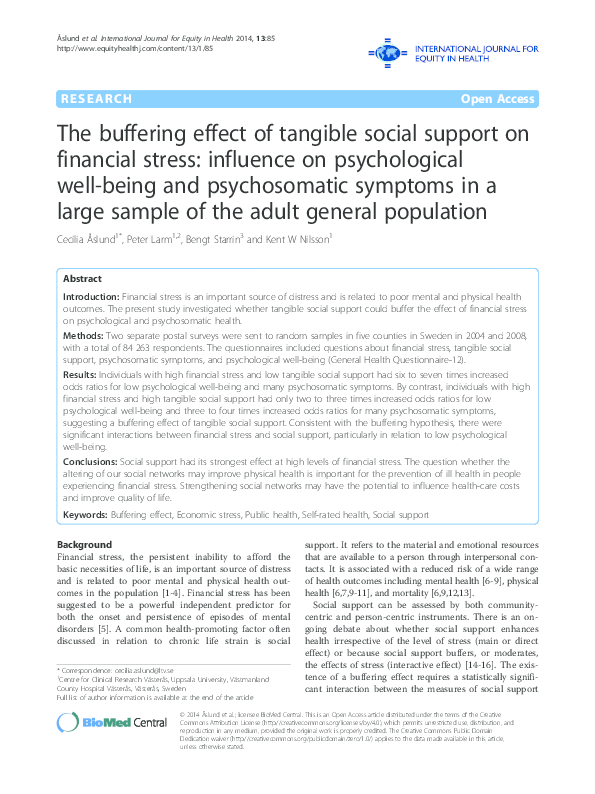 (PDF) The buffering effect of tangible social support on financial ...
