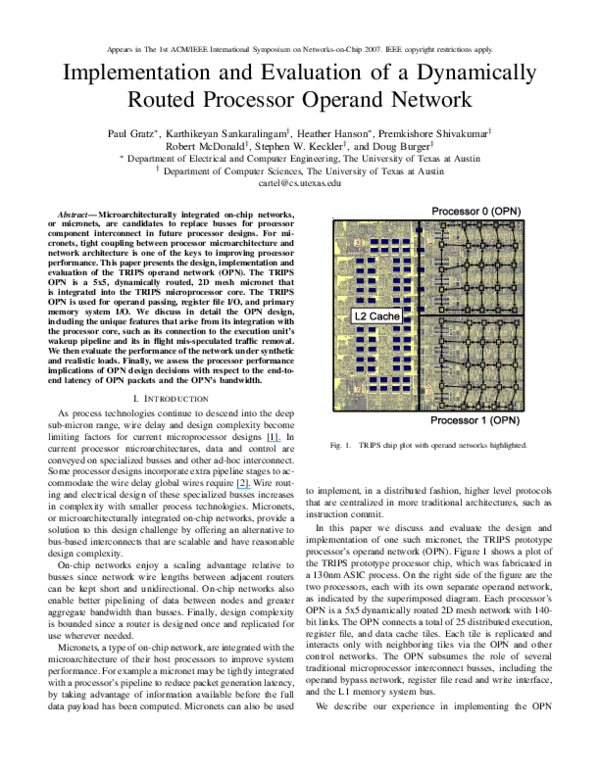 (PDF) Implementation and Evaluation of a Dynamically Routed Processor Operand Network