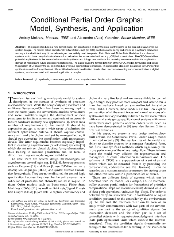 Pdf Conditional Partial Order Graphs Model Synthesis And Application