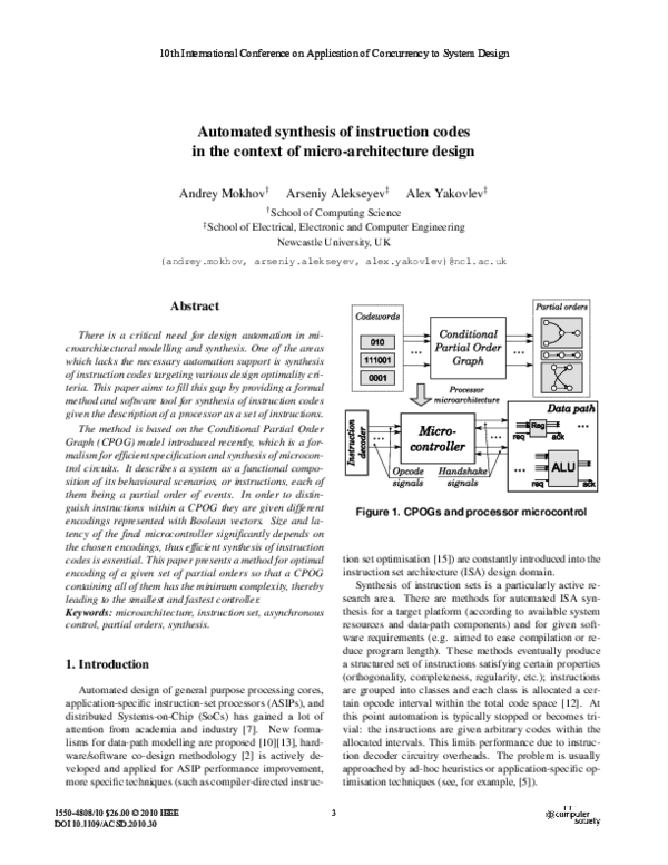 Automated Synthesis Of Instruction Codes In The Context Of Micro