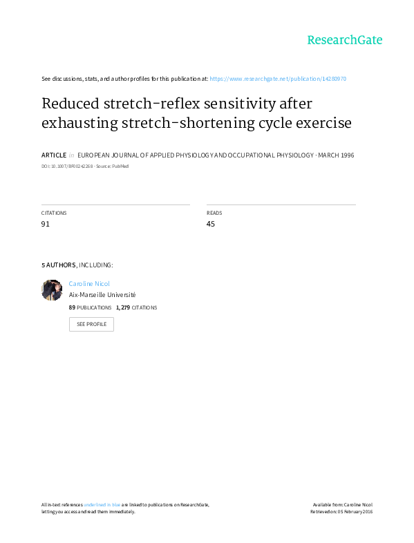 (PDF) Reduced stretch-reflex sensitivity after exhausting stretch ...
