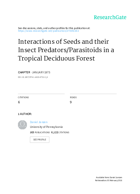 (PDF) Interactions of Seeds and their Insect Predators/Parasitoids in a ...