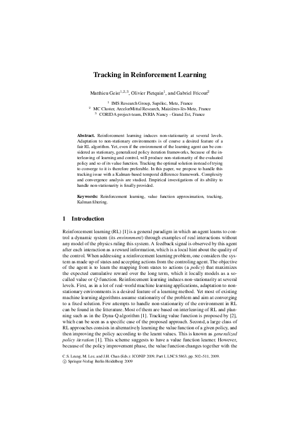 (PDF) Tracking in Reinforcement Learning