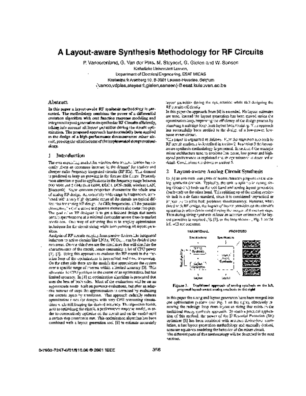 A layout-aware synthesis methodology for RF circuits