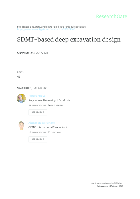 (PDF) SDMT-based deep excavation design