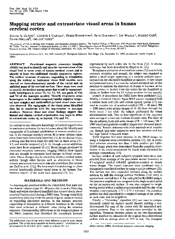 (PDF) Mapping striate and extrastriate visual areas in human cerebral ...