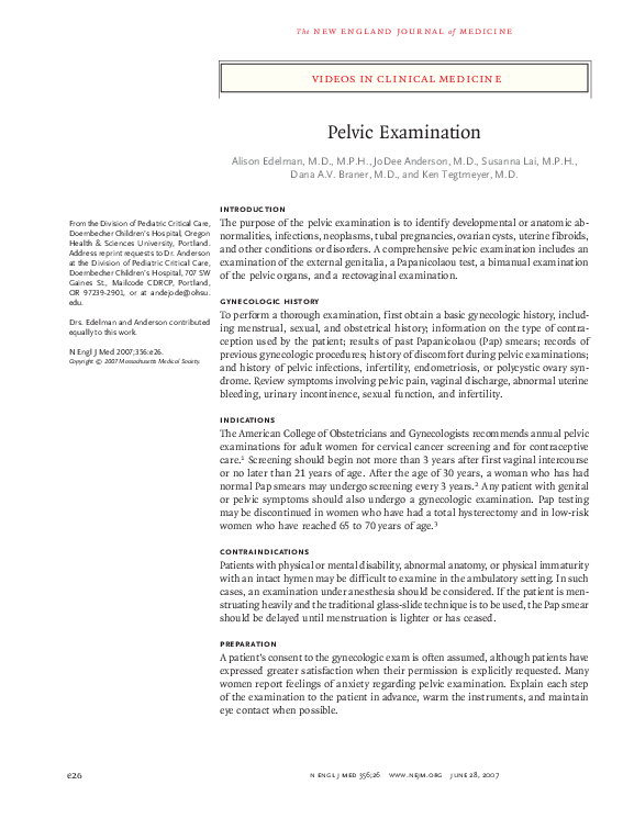 (PDF) Pelvic Examination