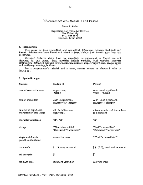 (PDF) Differences between Modula-2 and Pascal