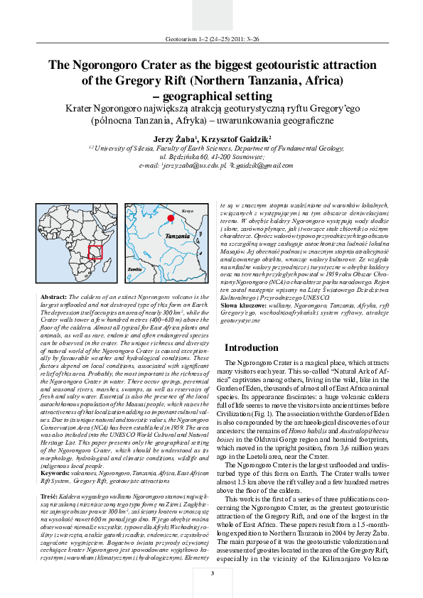 (PDF) The Ngorongoro Crater as the biggest geotouristic attraction of ...