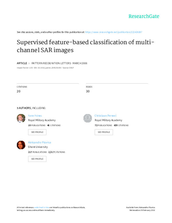 (PDF) Supervised feature-based classification of multi-channel SAR images