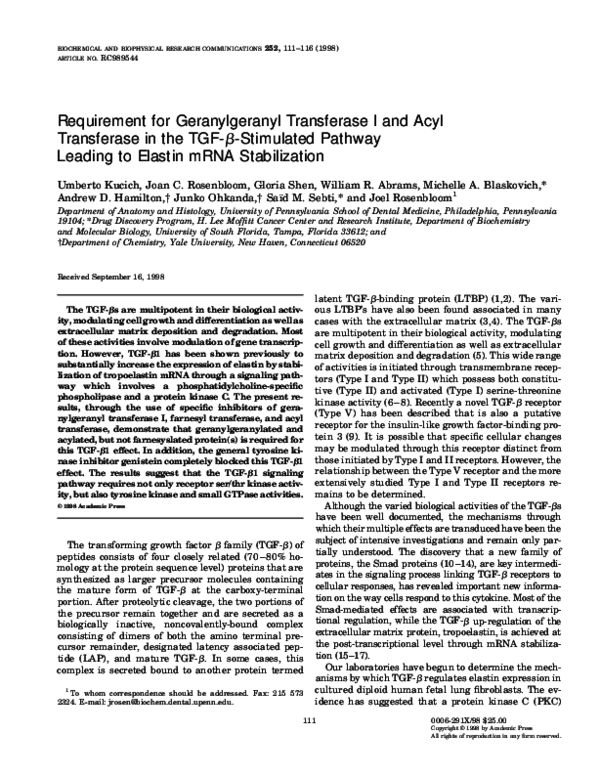 (PDF) Requirement for Geranylgeranyl Transferase I and Acyl Transferase ...
