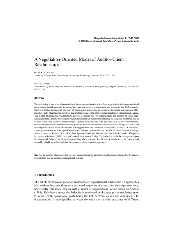 (PDF) A Negotiation-Oriented Model of Auditor-Client Relationships ...