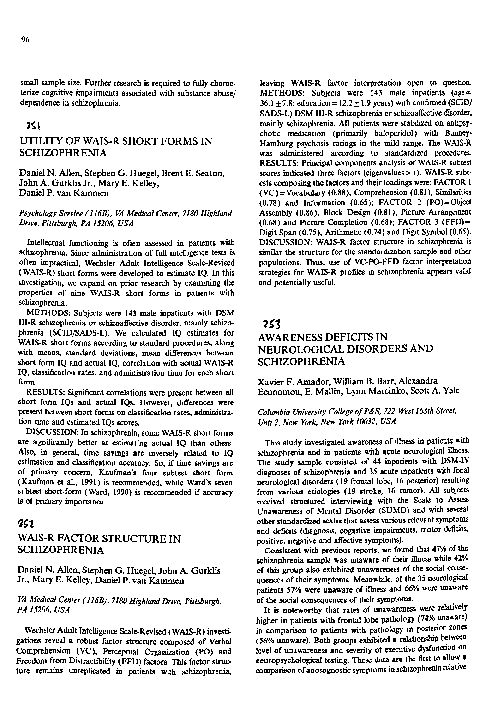 (PDF) WAIS-R factor structure in schizophrenia