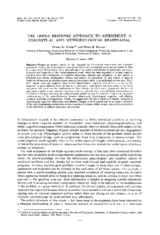 (PDF) The triple response approach to assessment: A conceptual and ...