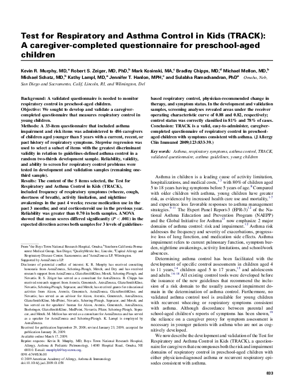 (PDF) Test for Respiratory and Asthma Control in Kids (TRACK ...