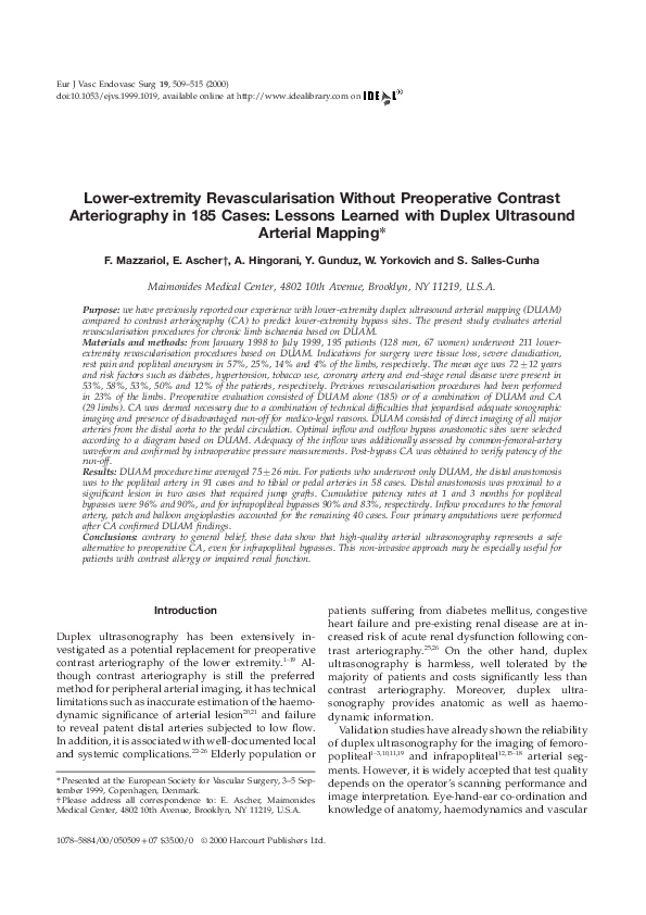 (PDF) Lower-extremity Revascularisation Without Preoperative Contrast ...