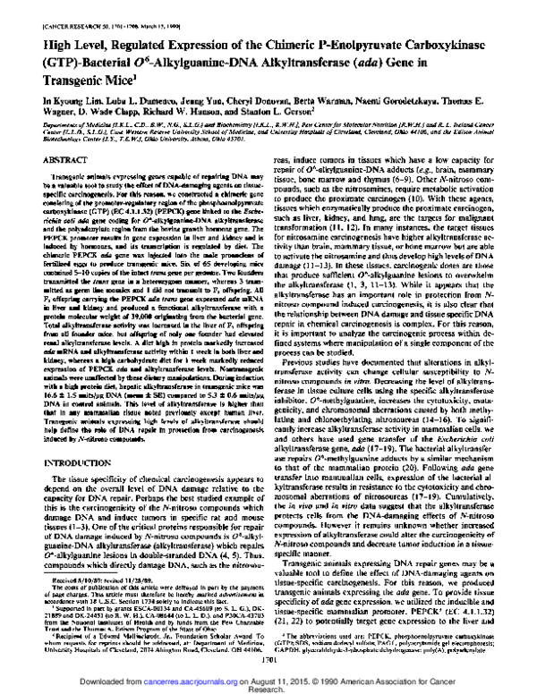 (PDF) High Level, Regulated Expression of the Chimeric P-Enolpyruvate ...