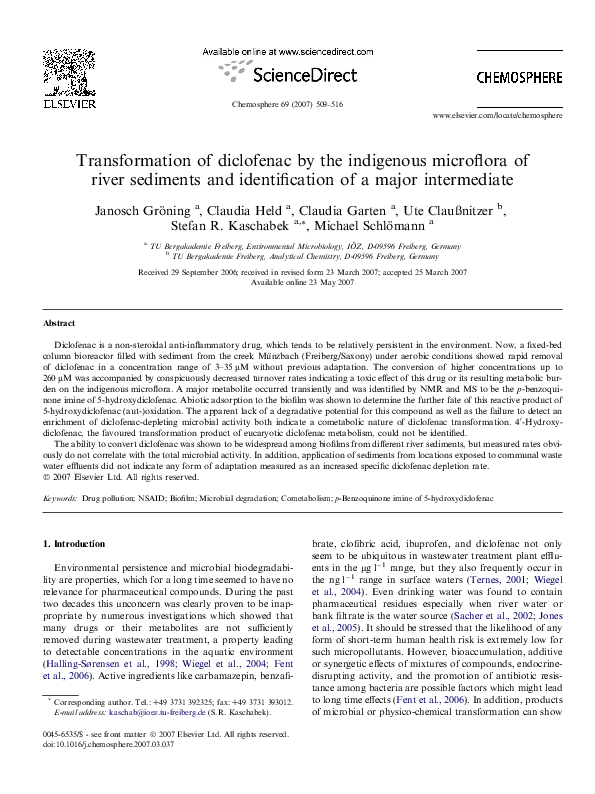 (PDF) Transformation of diclofenac by the indigenous microflora of ...