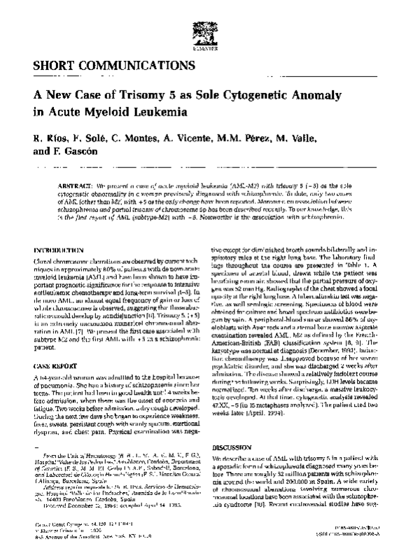(PDF) A new case of trisomy 5 as sole cytogenetic anomaly in acute ...