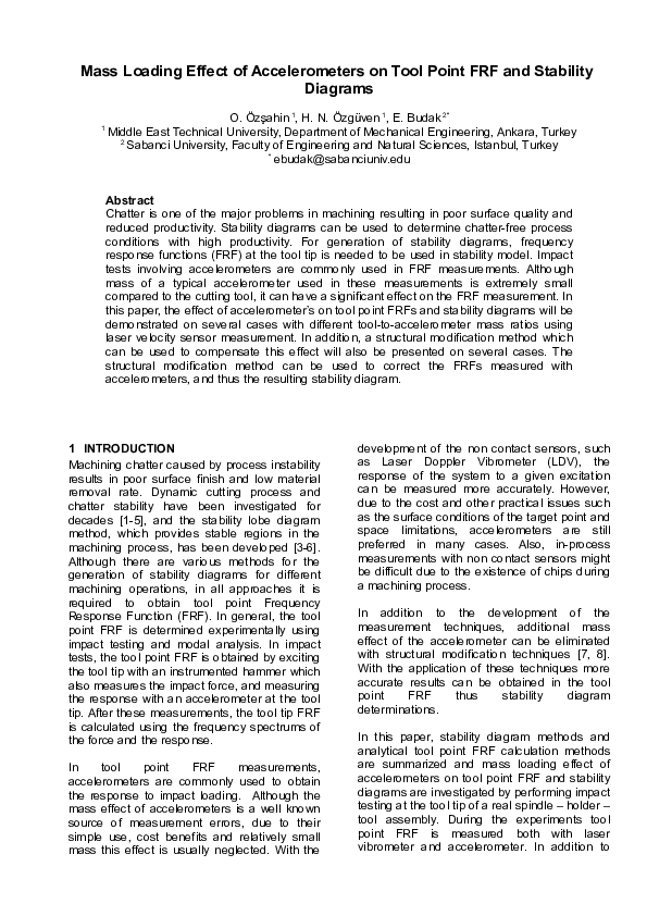 (DOC) Mass loading effect of accelerometers on tool point FRF and ...