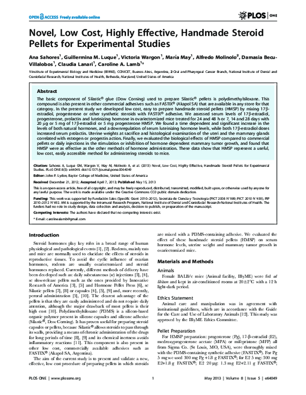 (PDF) Novel, low cost, highly effective, handmade steroid pellets for ...