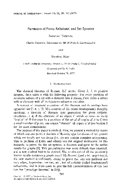 (PDF) Partitions of finite relational and set systems