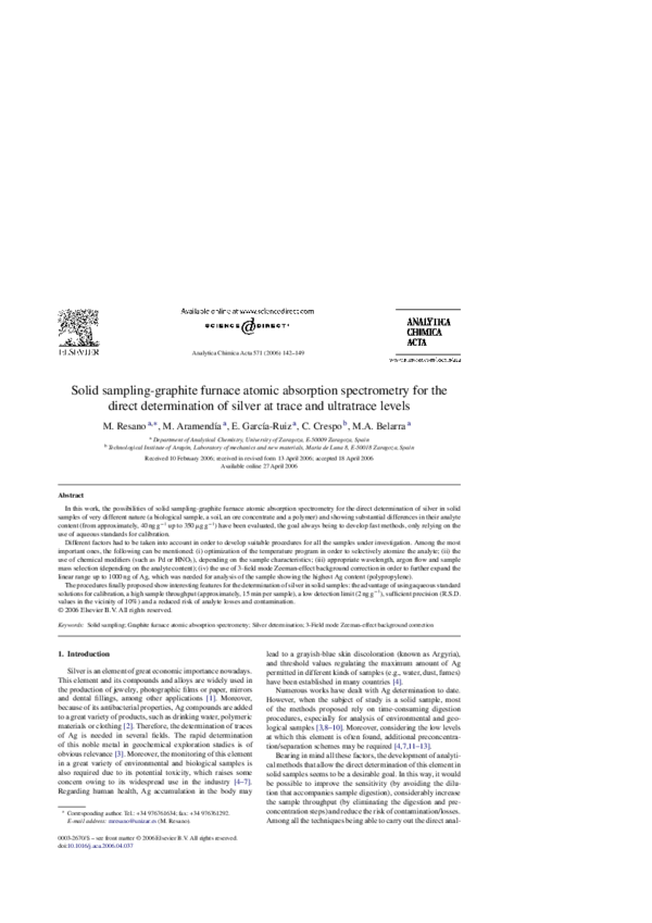 (PDF) Solid sampling-graphite furnace atomic absorption spectrometry ...