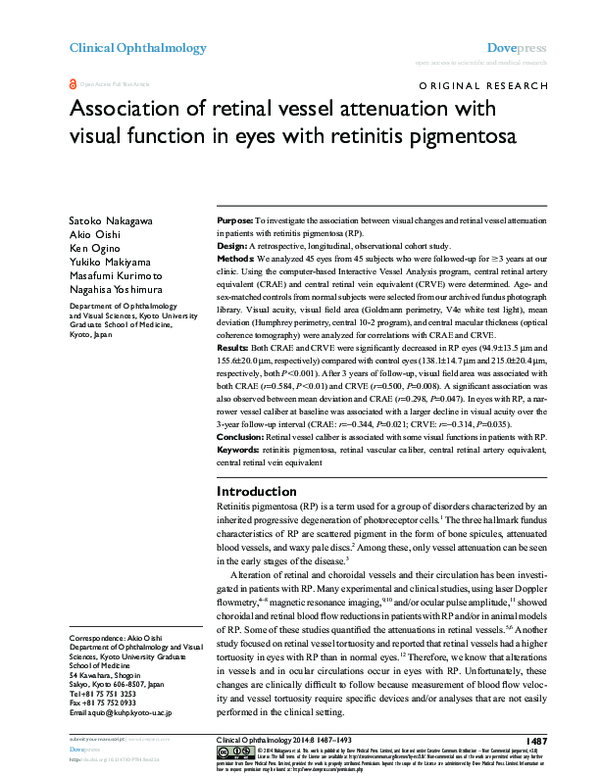 (PDF) Association of retinal vessel attenuation with visual function in ...