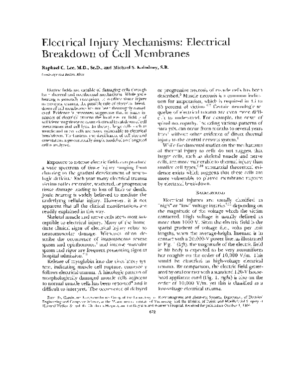 (PDF) Electrical injury mechanisms: electrical breakdown of cell membranes