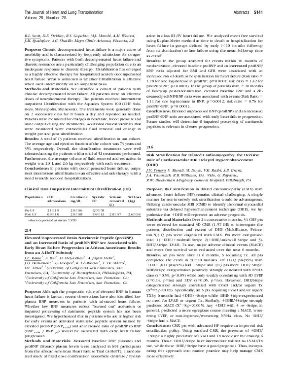 (PDF) 215: Elevated Unprocessed Brain Natriuretic Peptide (proBNP) and ...