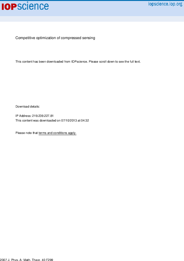 (PDF) Competitive optimization of compressed sensing