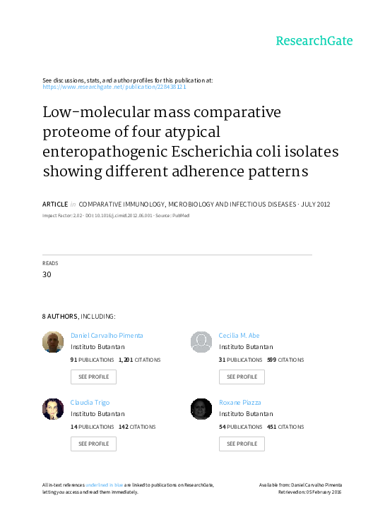 (PDF) Low-molecular mass comparative proteome of four atypical enteropathogenic Escherichia coli ...