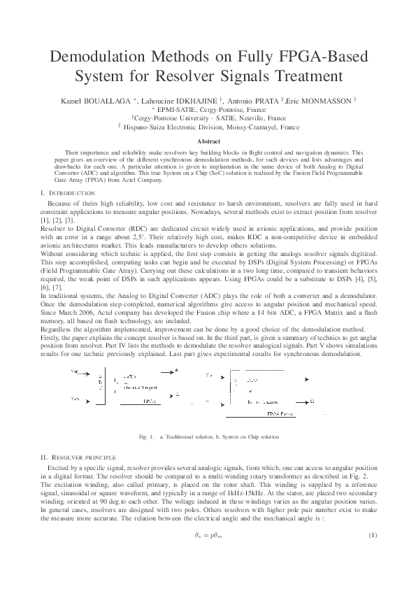 (PDF) Demodulation methods on fully FPGA-based system for resolver signals treatment