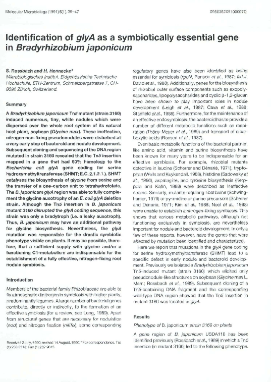 (PDF) Identification of glyA as a symbiotically essential gene in ...
