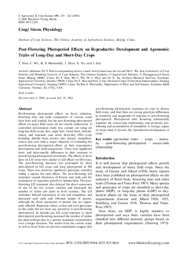 (PDF) Post-Flowering Photoperiod Effects on Reproductive Development ...