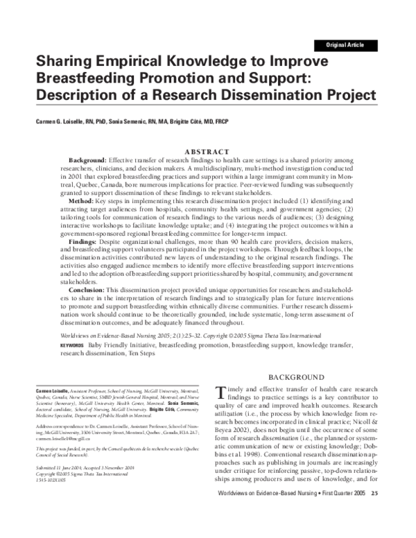 (PDF) Sharing Empirical Knowledge to Improve Breastfeeding Promotion ...