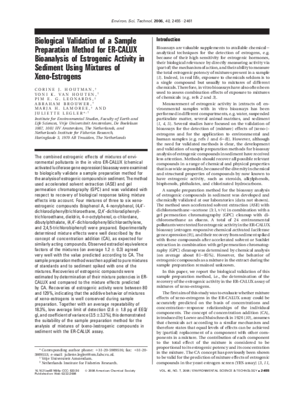 (PDF) Biological Validation of a Sample Preparation Method for ER-CALUX ...