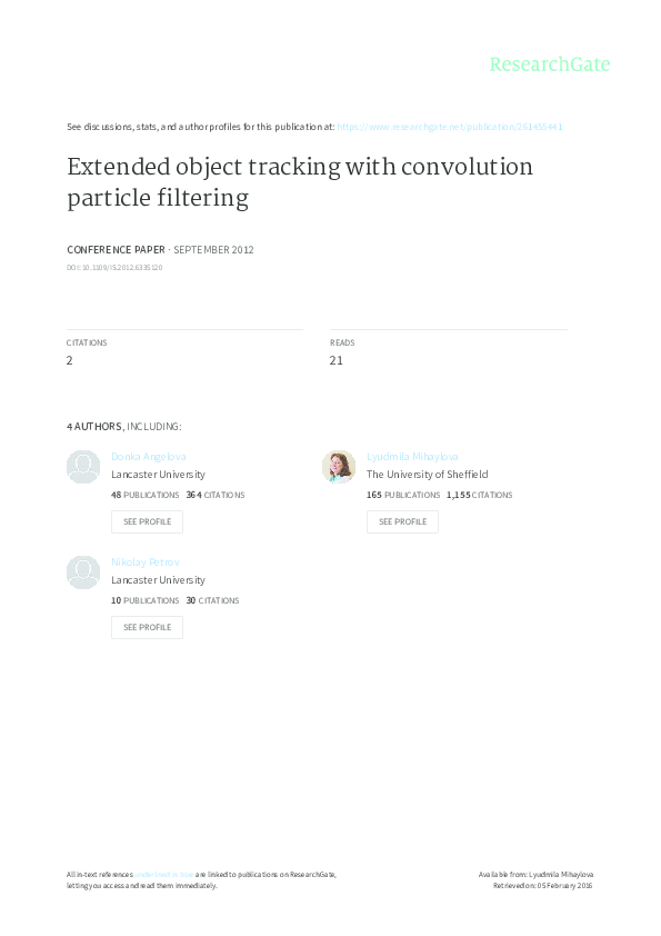 (PDF) Extended object tracking with convolution particle filtering