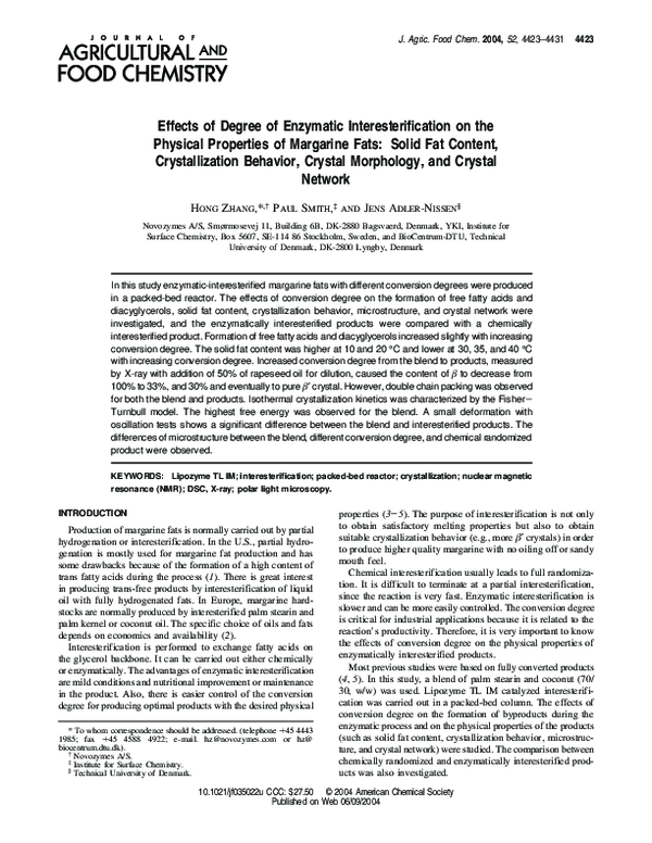 (PDF) Effects of Degree of Enzymatic Interesterification on the ...