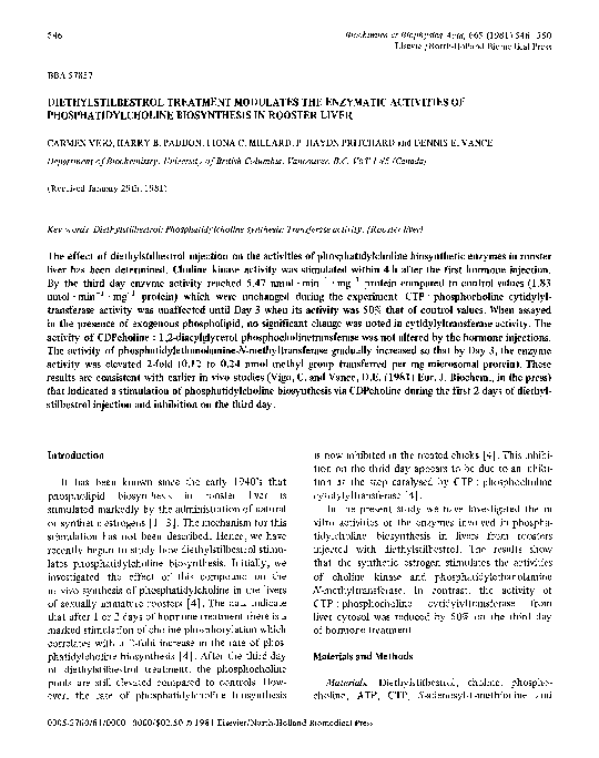 (PDF) Diethylstilbestrol Effects on Rooster Liver Enzymes