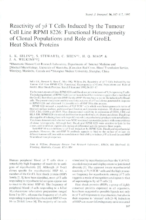 (PDF) Reactivity of gamma delta T cells induced by the tumour cell line RPMI 8226: functional ...