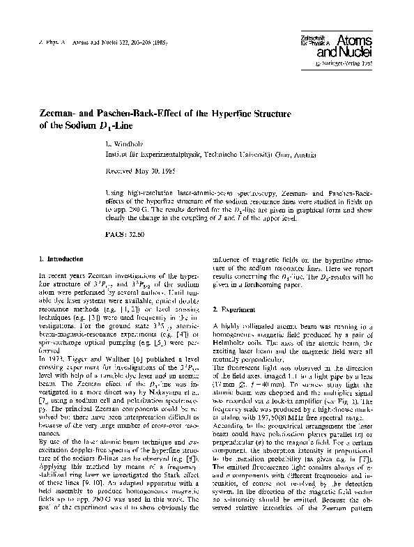 (PDF) Zeeman- and Paschen-Back-effect of the hyperfine structure of the ...