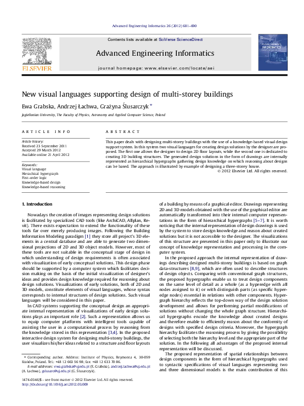 (PDF) New visual languages supporting design of multi-storey buildings