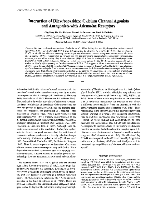 (PDF) Interaction of Dihydropyridine Calcium Channel Agonists and ...