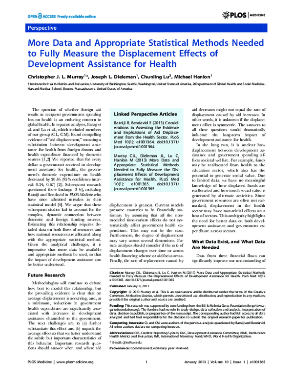 (PDF) More Data and Appropriate Statistical Methods Needed to Fully ...