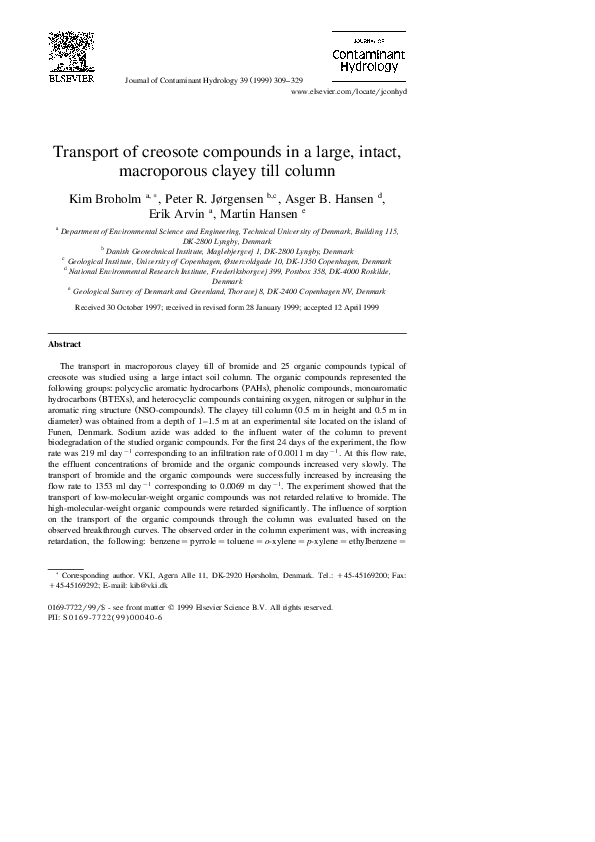 (PDF) Transport of creosote compounds in a large, intact, macroporous ...
