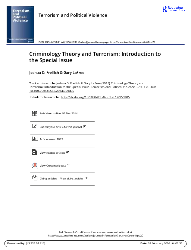 (PDF) Terrorism and Political Violence Criminology Theory and Terrorism ...